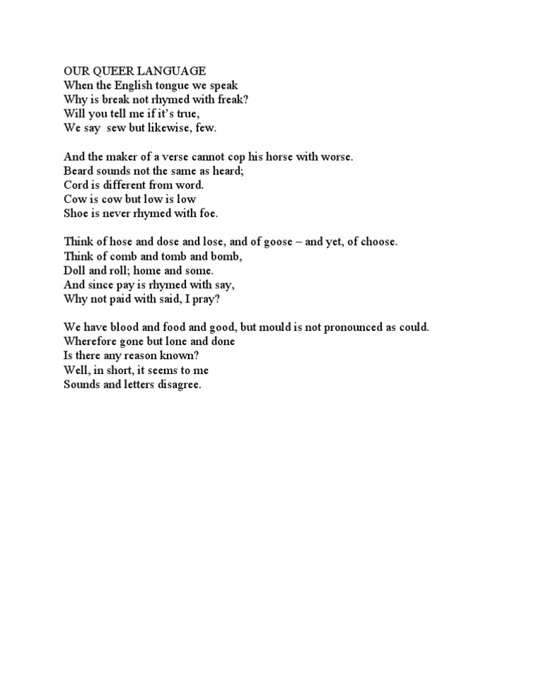 Our Queer Language Poem | PDF