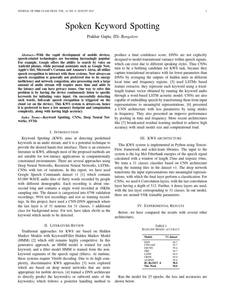 Efficient Keyword Spotting with CNN-DNN | PDF | Artificial Neural ...