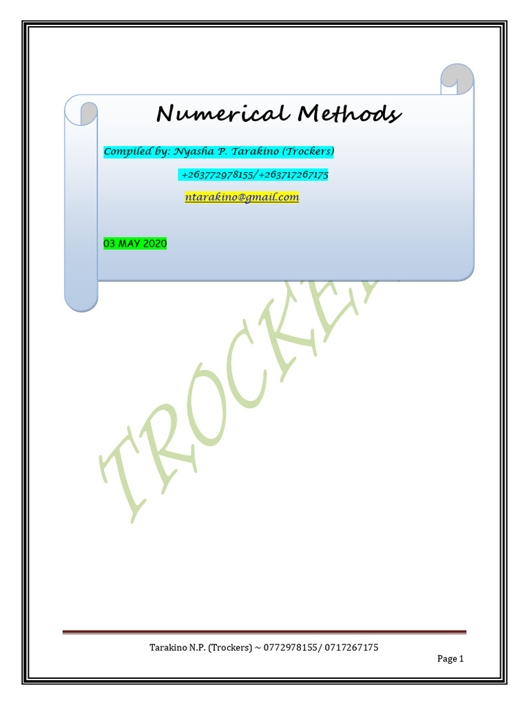 Numerical Methods Notes - by Trockers | PDF | Numerical Analysis ...