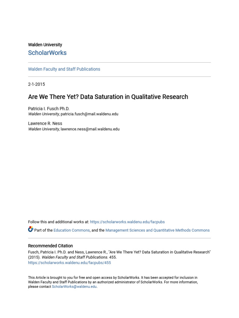 Are We There Yet Data Saturation In Qualitative Research Pdf