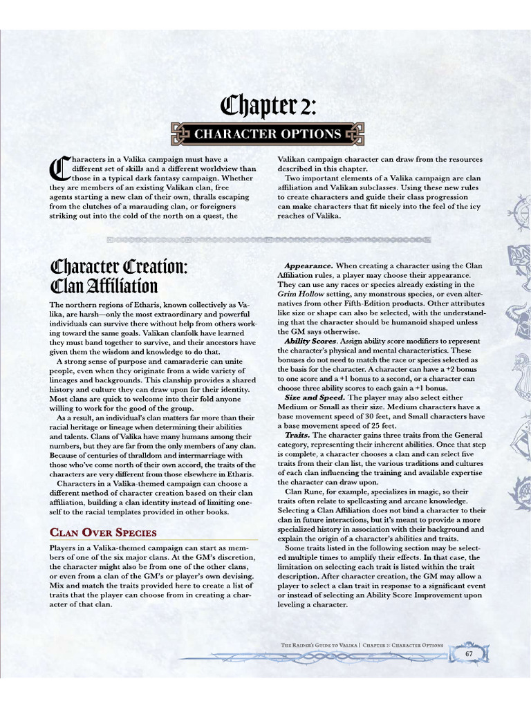 Valika Character Options | PDF