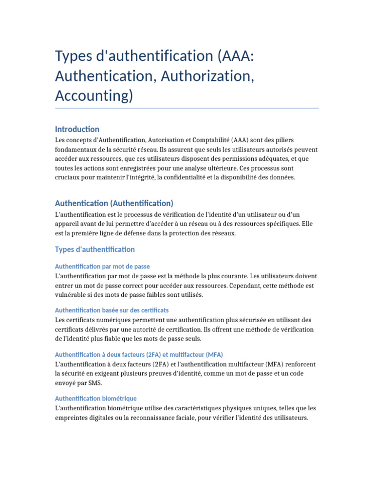 Types D Authentification AAA | PDF
