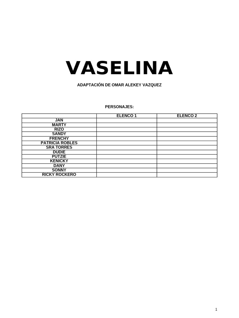 Vaselina Adaptación Profe Omar Final | PDF