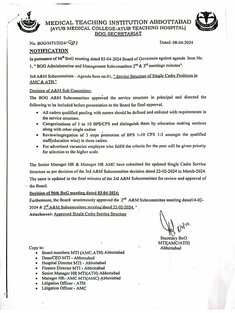 Single Cadre Service Structure | PDF