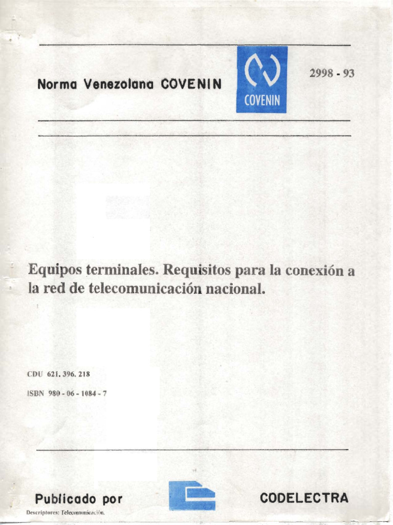 COVENIN 2998-93 Equipos Terminales | PDF