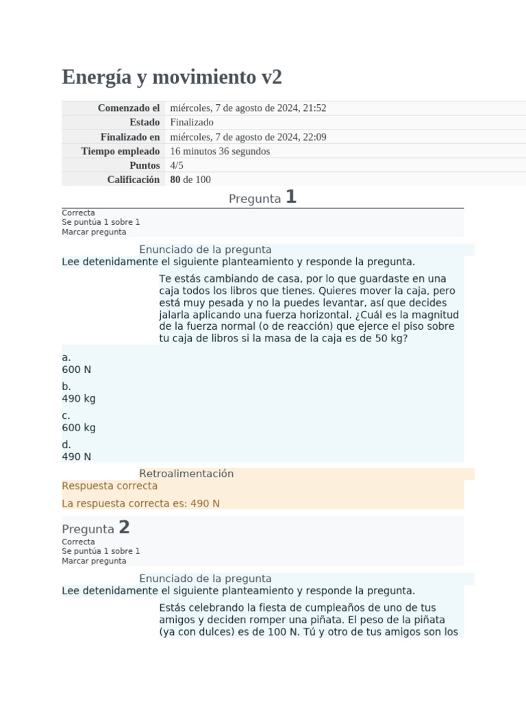 Energía y Movimiento: Ejercicios Prácticos | PDF | Fuerza | Métodos y ...
