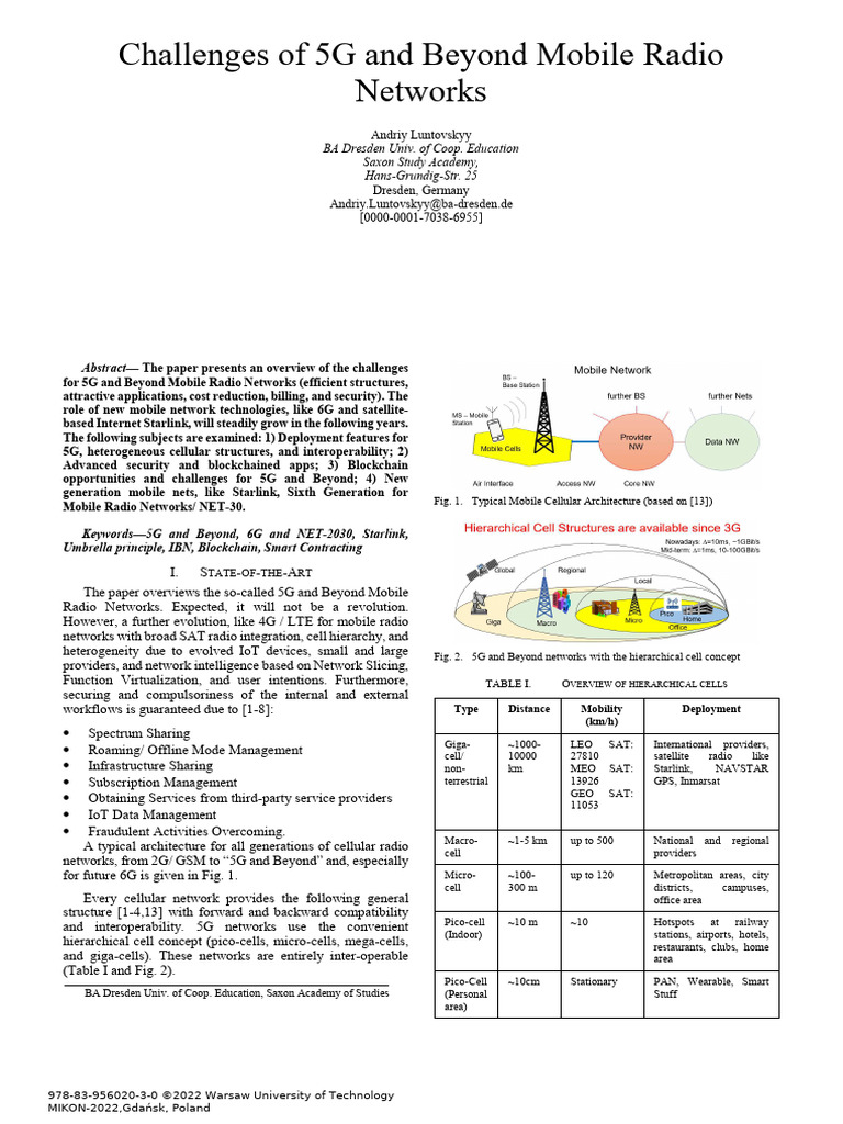 Challenges of 5G and Beyond Mobile Radio Networks | PDF