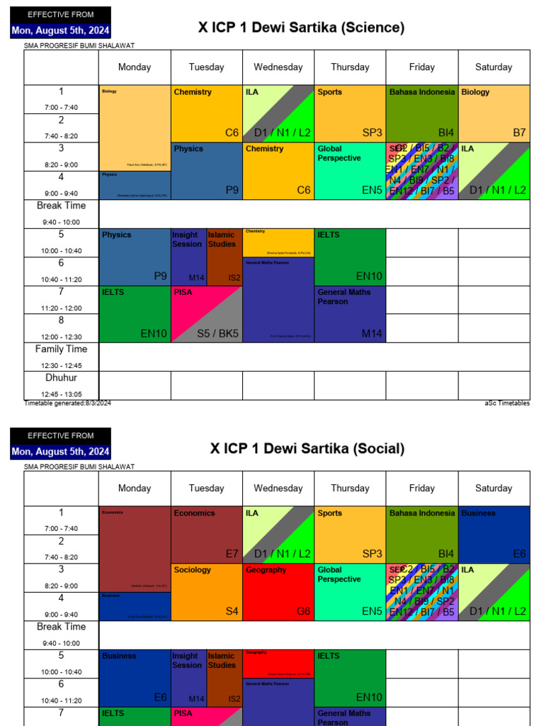 Jadwal Siswa 2024 2025 Pdf