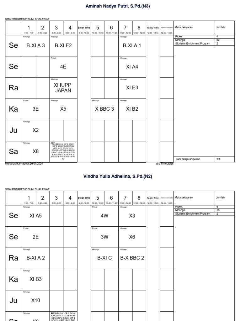 Draft Jadwal 9 | PDF