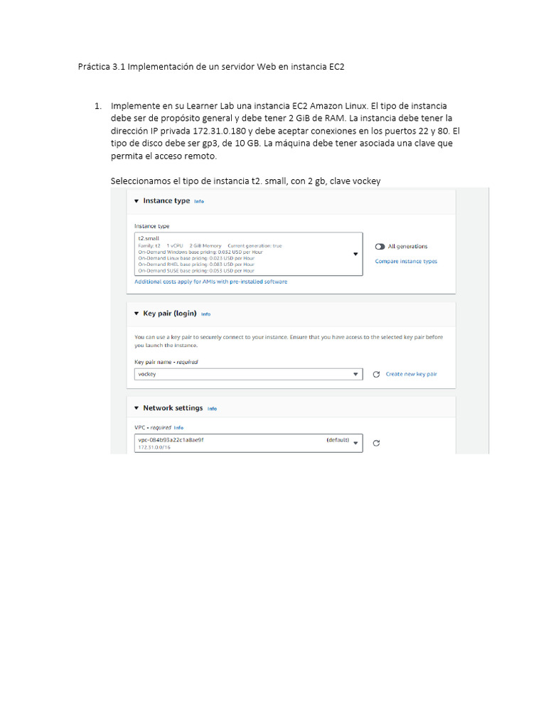 Práctica 3.1 Implementación de Un Servidor Web en Instancia EC2 RAMONMARTINEZ | PDF