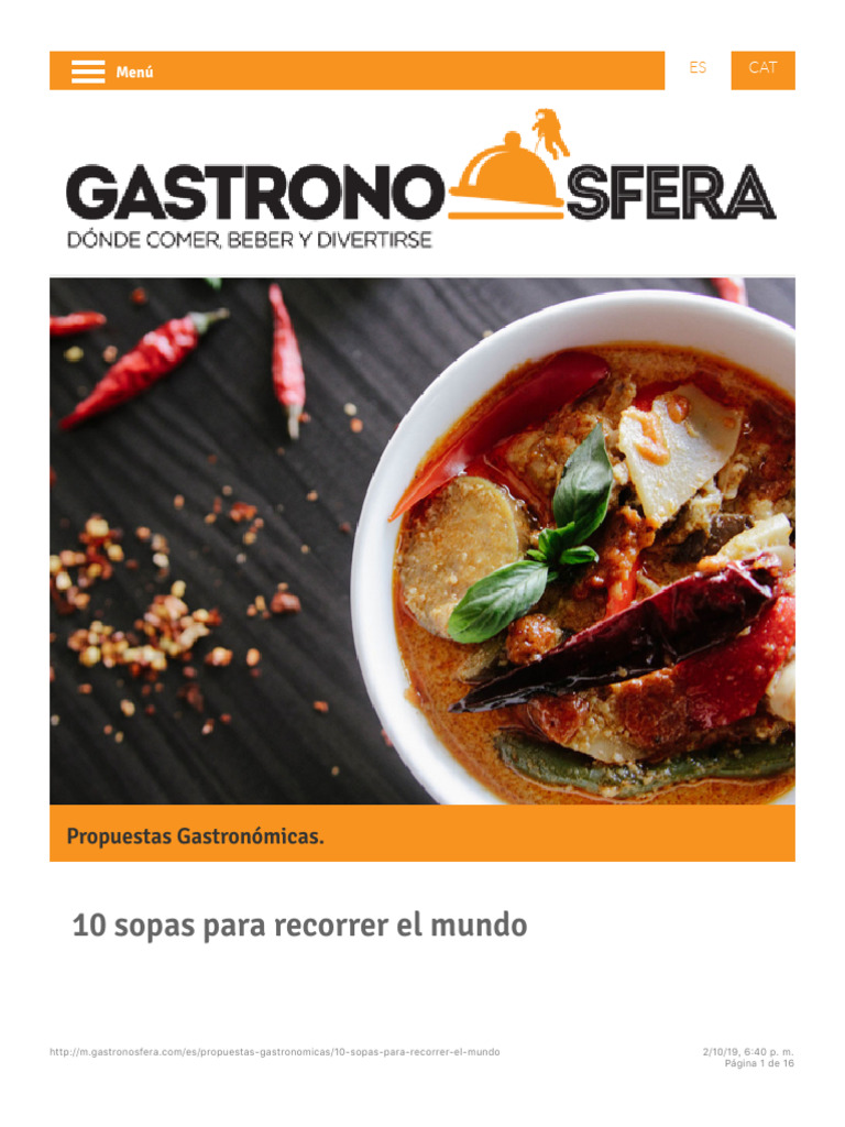 10 Sopas para Recorrer El Mundo - Gastronosfera | PDF