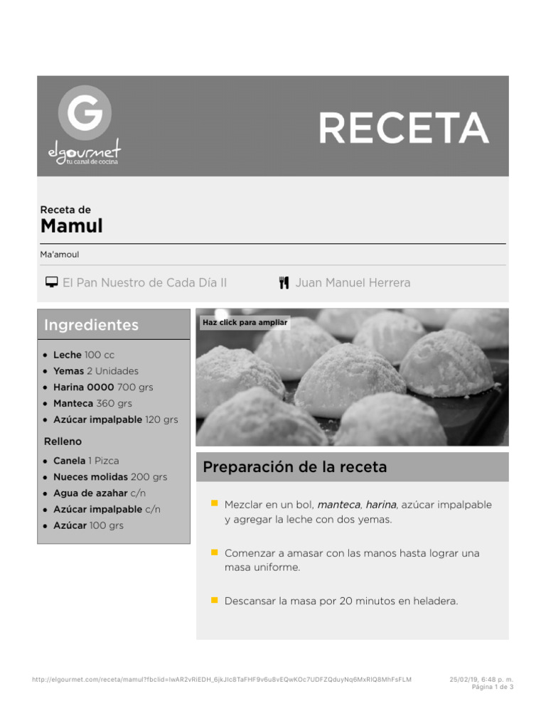 Receta de Mamul - Elgourmet | PDF
