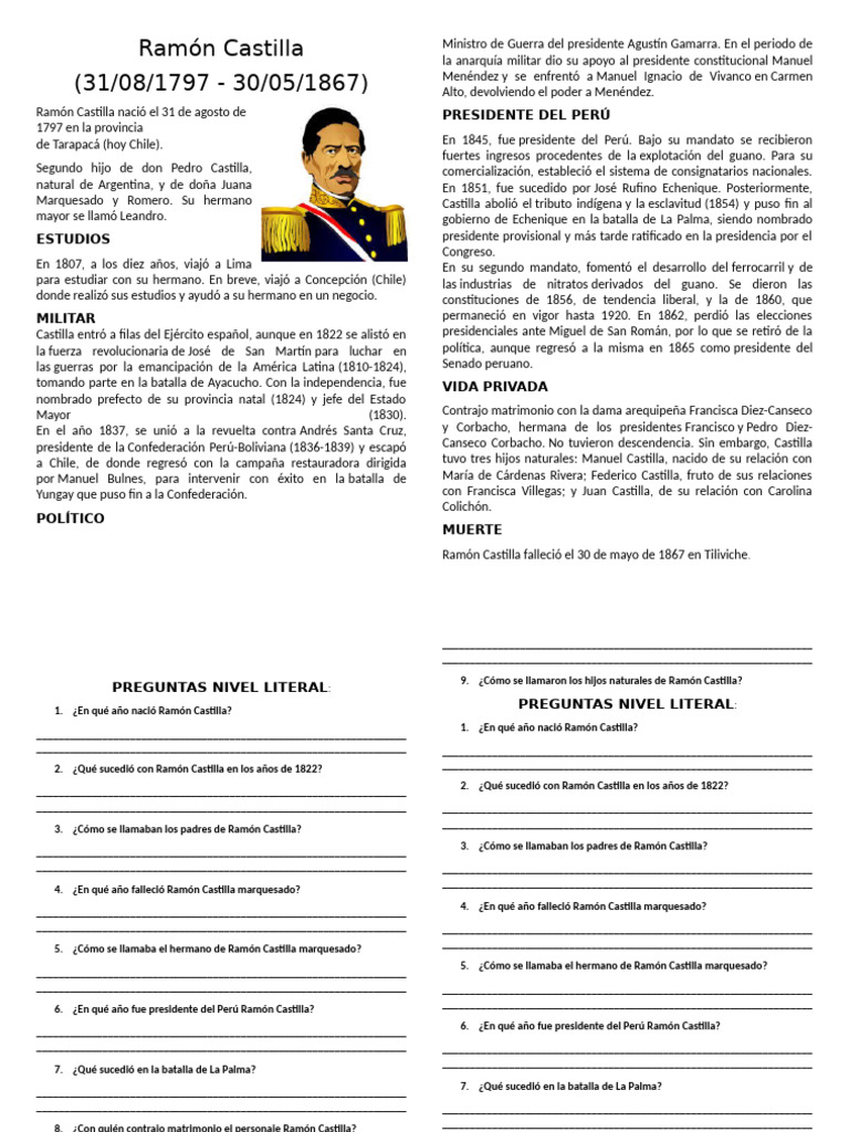 Ramón Castilla Lectura | PDF