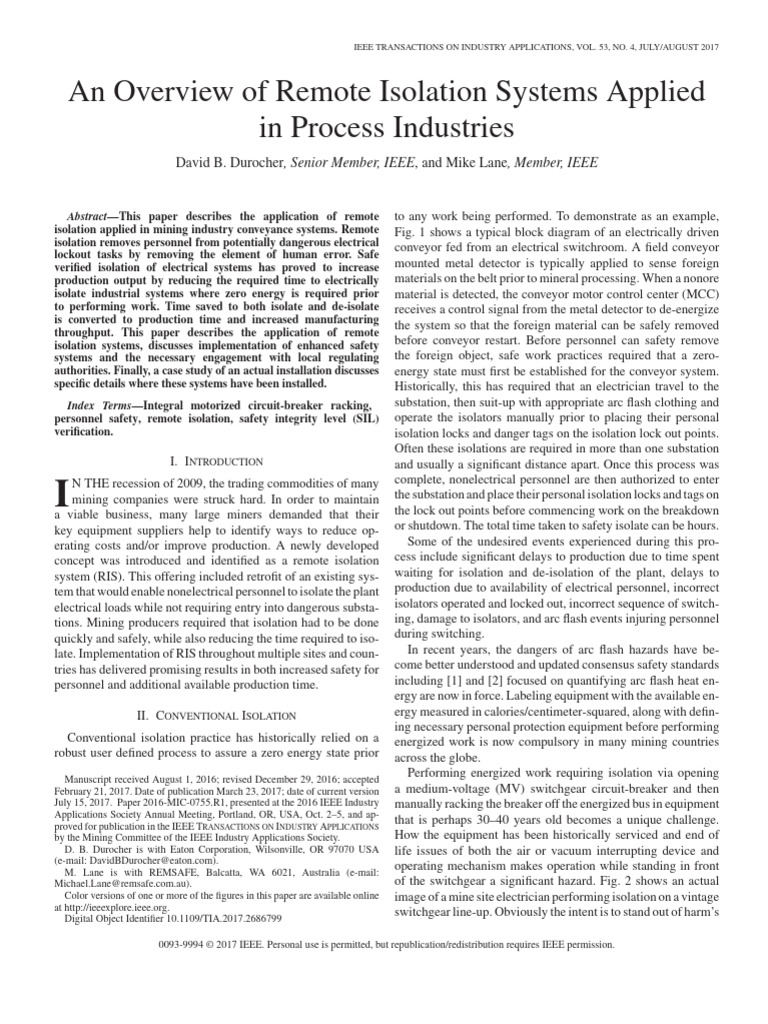 Overview of Remote Isolation Systems Applied in Process Industries | PDF