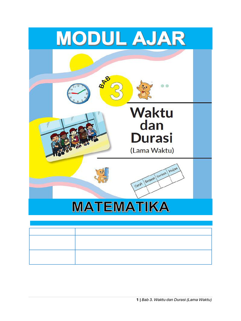 (RPP) MTK Bab 3 Waktu Dan Durasi (Lama Waktu) | PDF