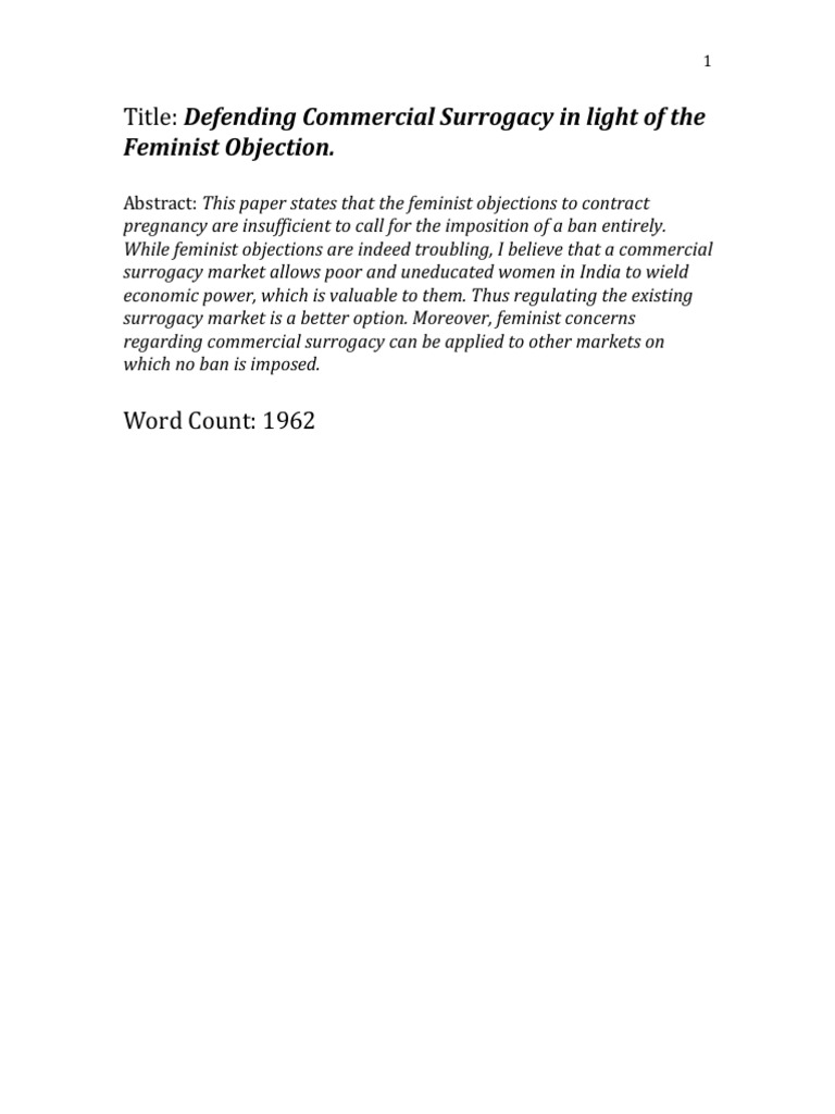 Title Defending Commercial Surrogacy in | PDF