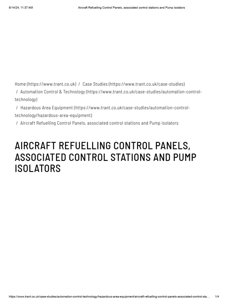 Aircraft Refuelling Control Panels, Associated Control Stations and ...