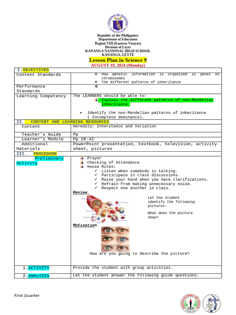 Lesson Plan grade 9 science | PDF