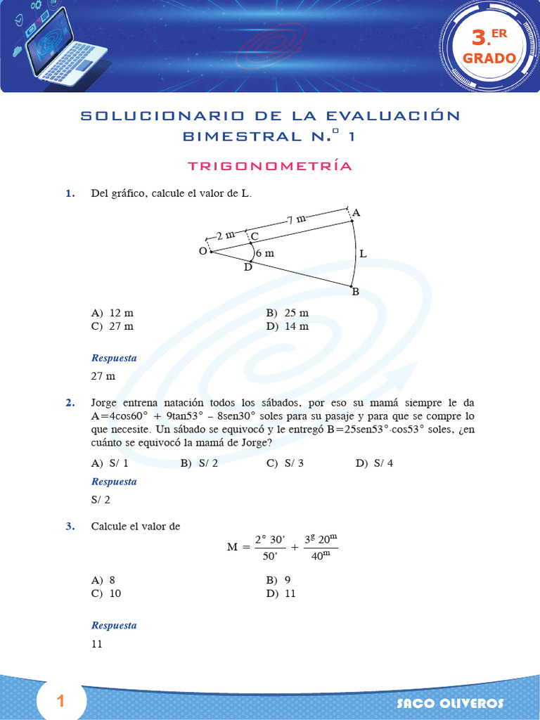 4 Trig 3° Sol Eval-Bim N°1 23 | PDF