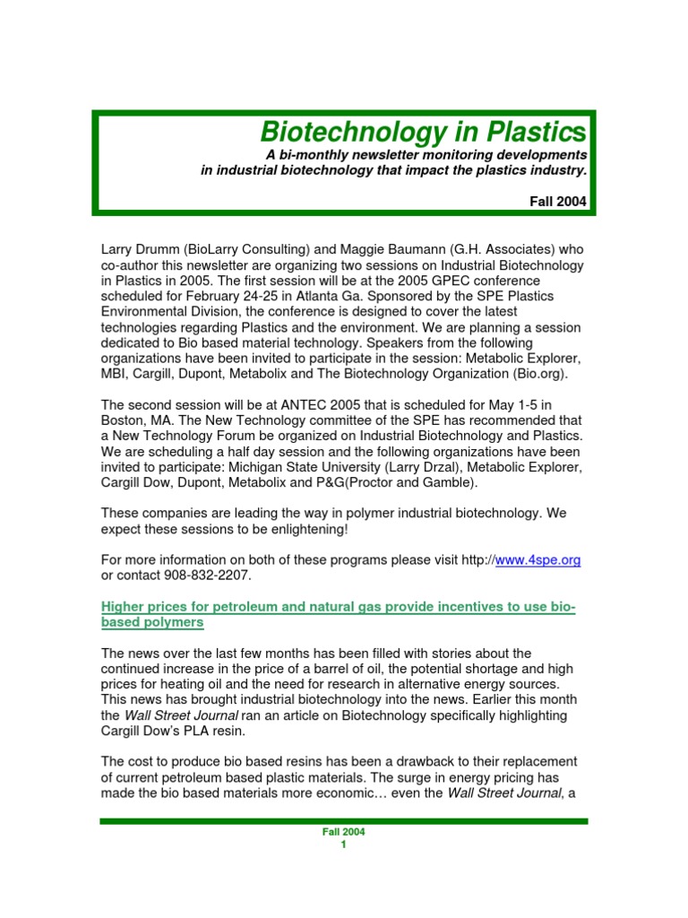 BIOTECH Newsletter-Fall 04 | PDF | Pulp (Paper) | Biotechnology