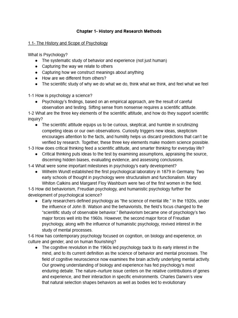 Chapter 1- History and Research Methods | PDF
