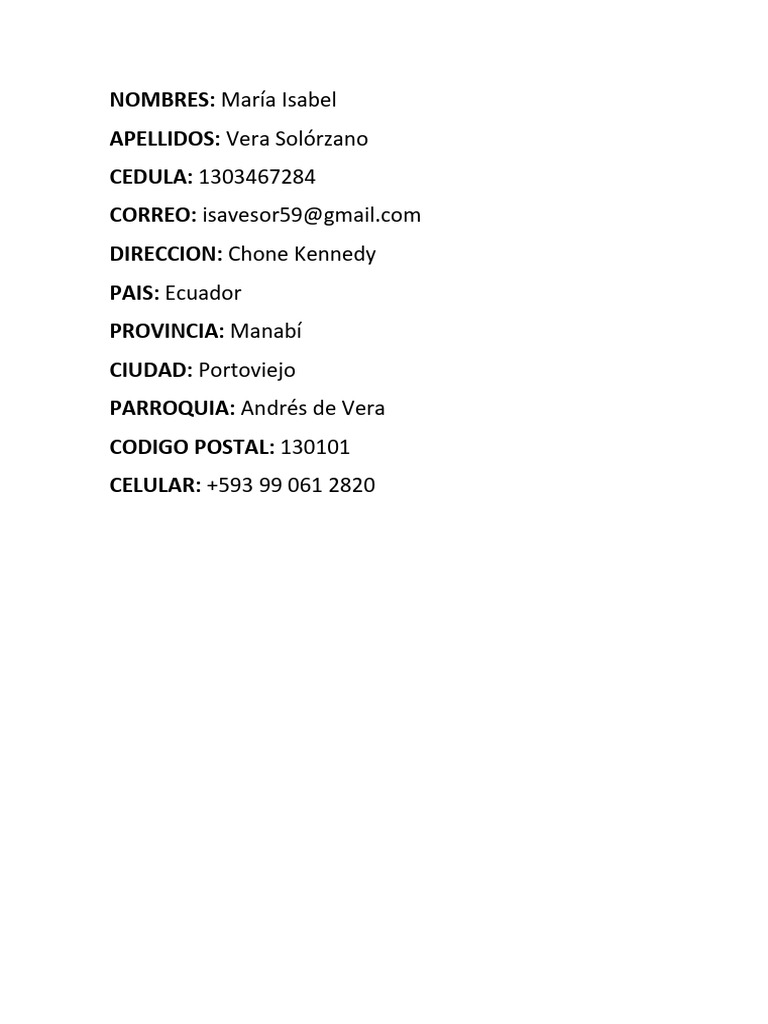 Maria Isabel Vera Solorzano | PDF