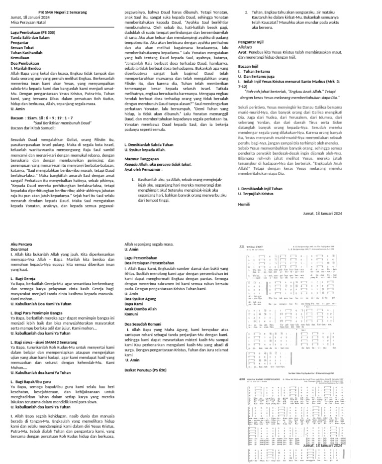 TEKS MISA 18 Jan (1) Revisi | PDF