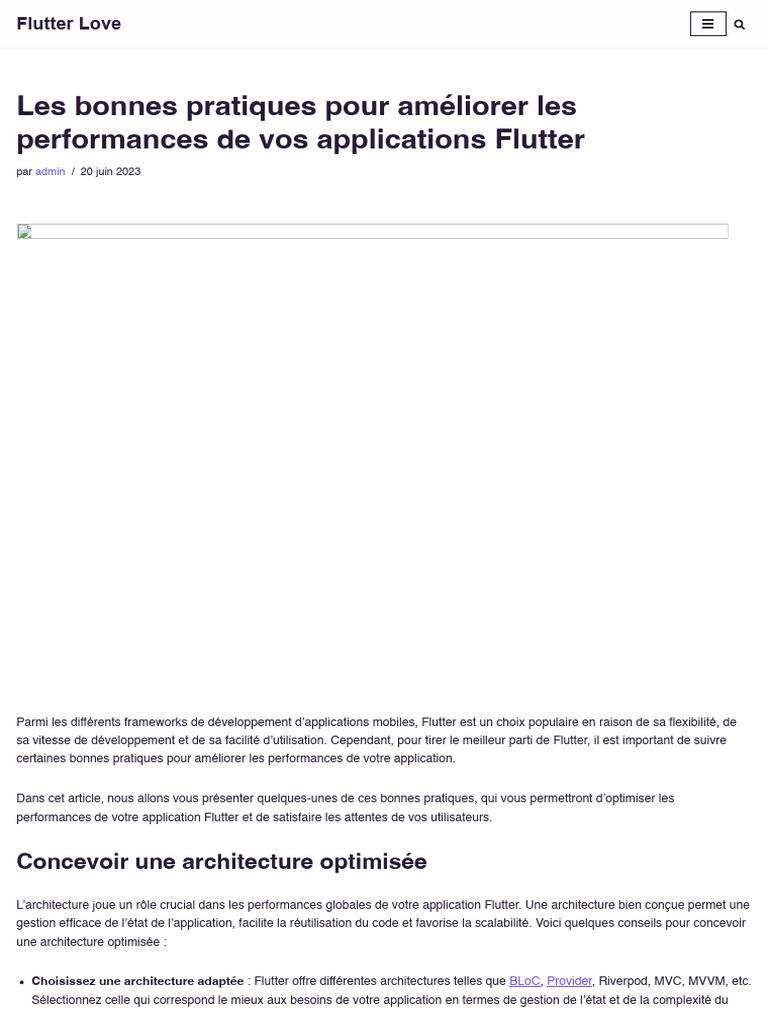 Les Bonnes Pratiques Pour Améliorer Les Performances de Vos Applications Flutter - Flutter Love ...