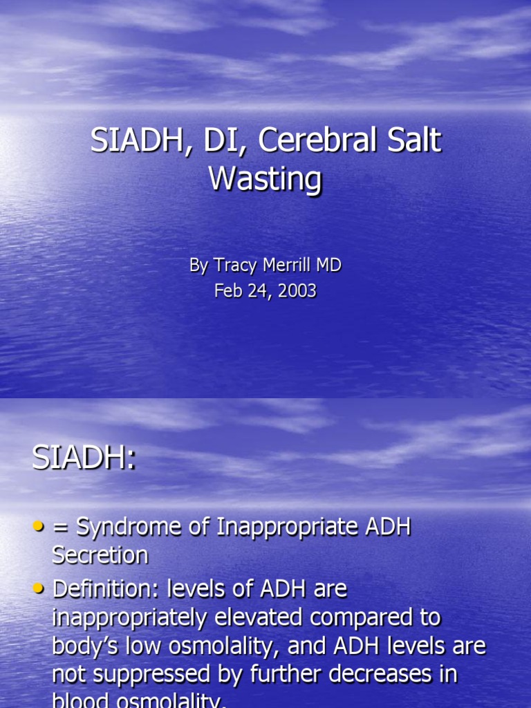 SIADH, DI, Cerebral Salt Wasting | Medical Specialties | Clinical Medicine