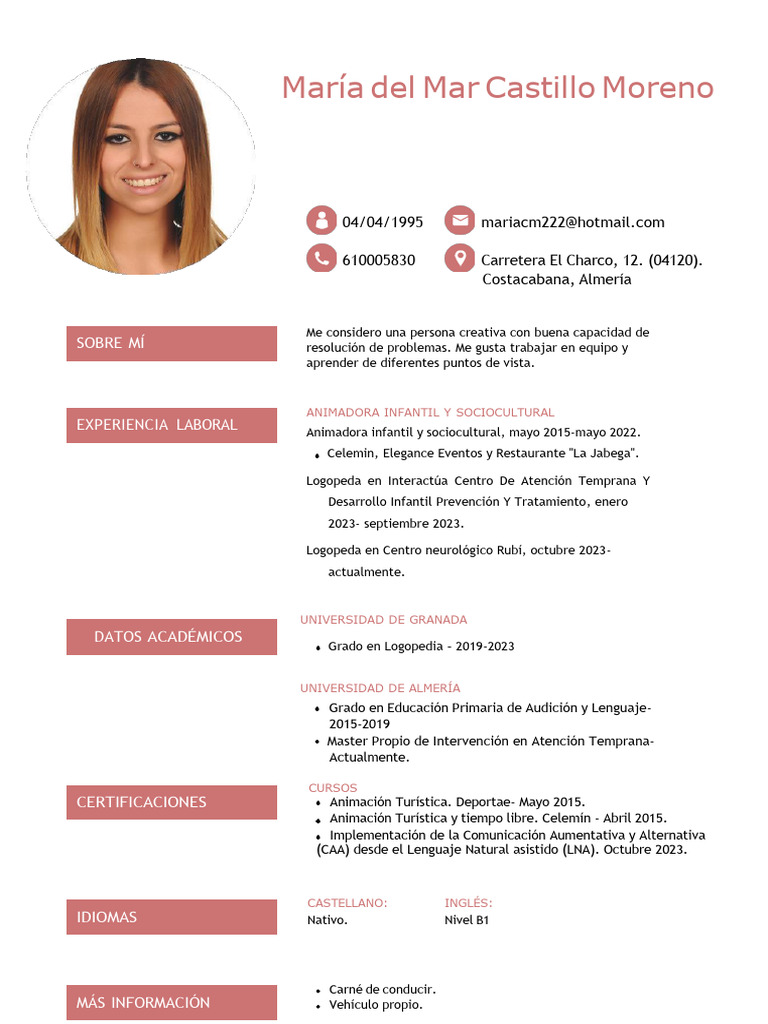 Currículum María Del Mar Castillo | PDF