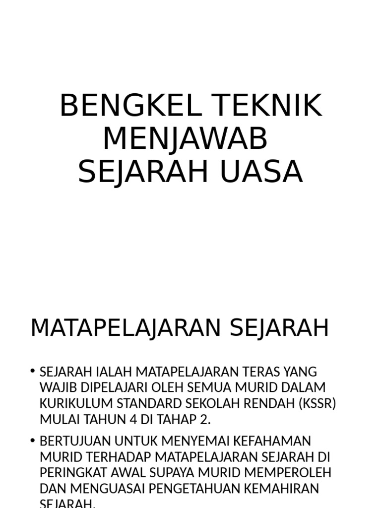 Bengkel Teknik Menjawab Sejarah | PDF