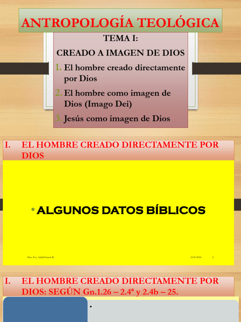 ANTROPOS - Tema I - Ser Humano Creado Por Dios | PDF