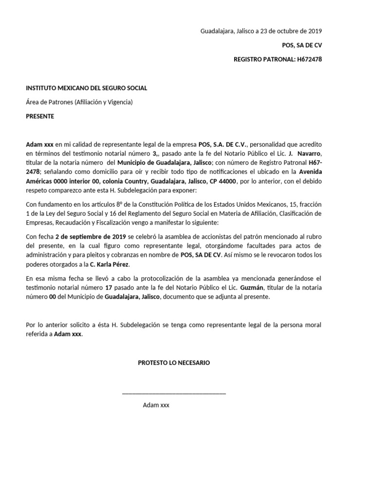 Escrito cambio de representante | PDF