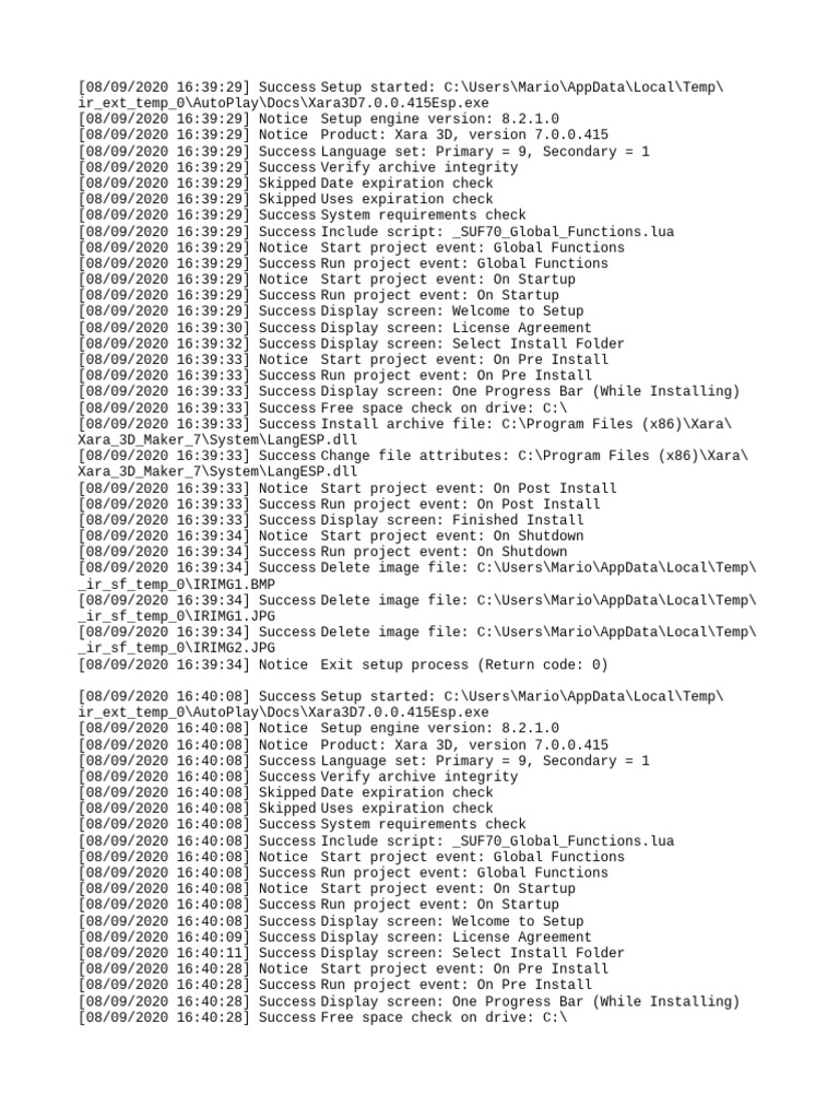 Xara 3D Setup Log | PDF