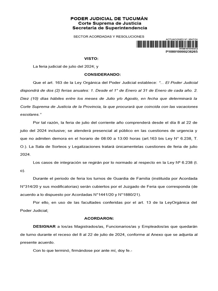 Poder Judicial de Tucumán Corte Suprema de Justicia Secretaría de ...