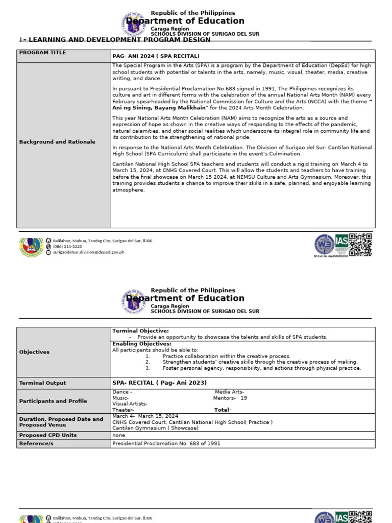 Pag Ani Training Design | PDF