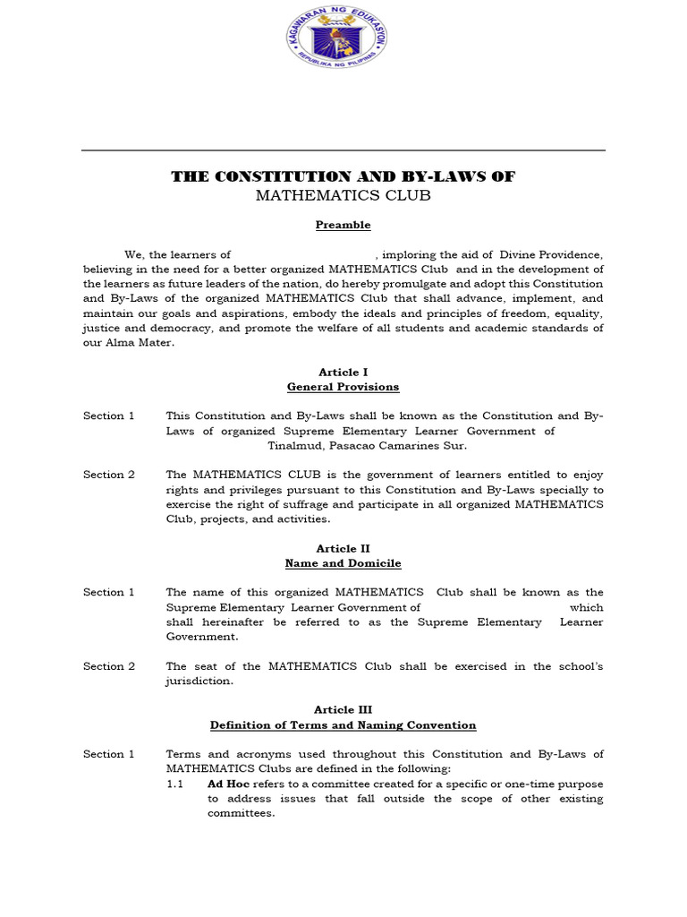 Mathematics-Club Const and by Laws | PDF
