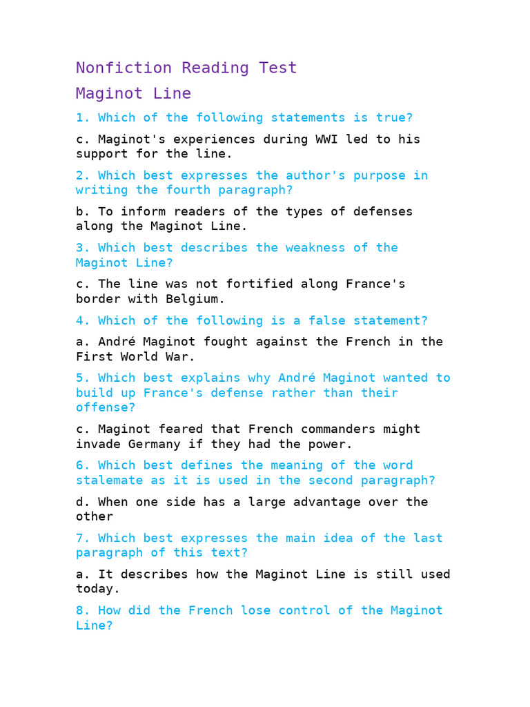 Nonfiction Reading Test | PDF