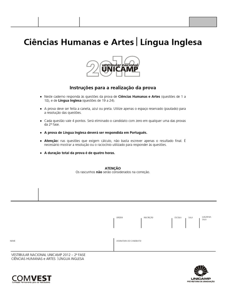 Prova 2012 2 Fase - 2º Dia | PDF