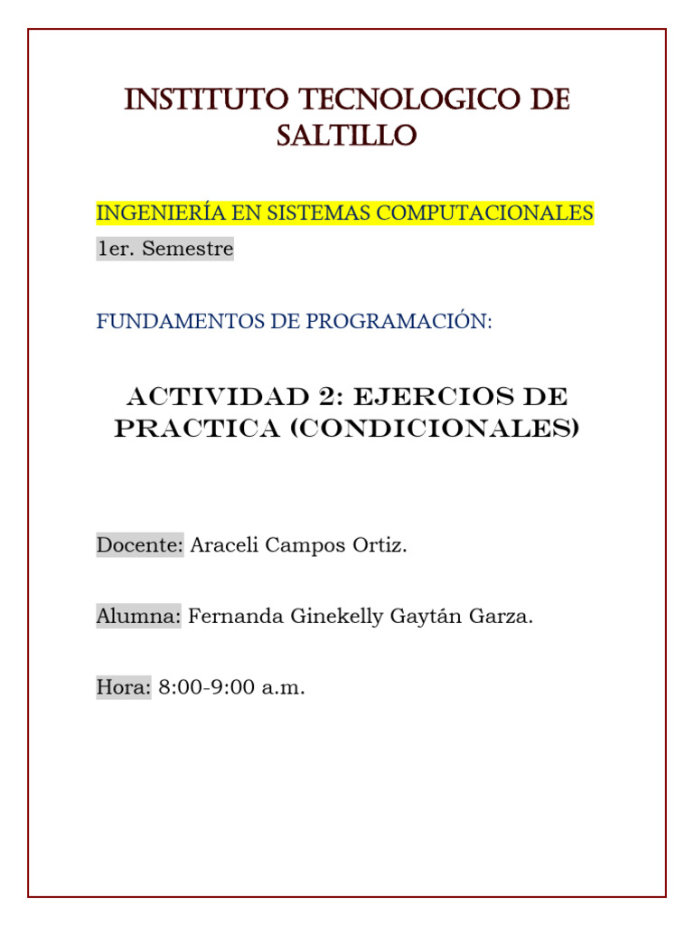 Ejercicio Condicionales FGGG | PDF