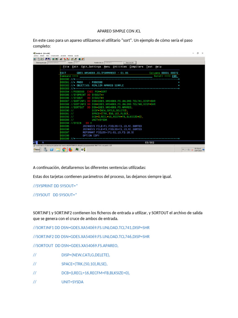 Instructivo Apareo Simple en JCL | PDF