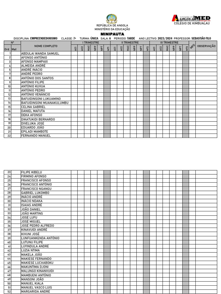 7 Classe - Mini Pauta - de - Empreendedorismo | PDF