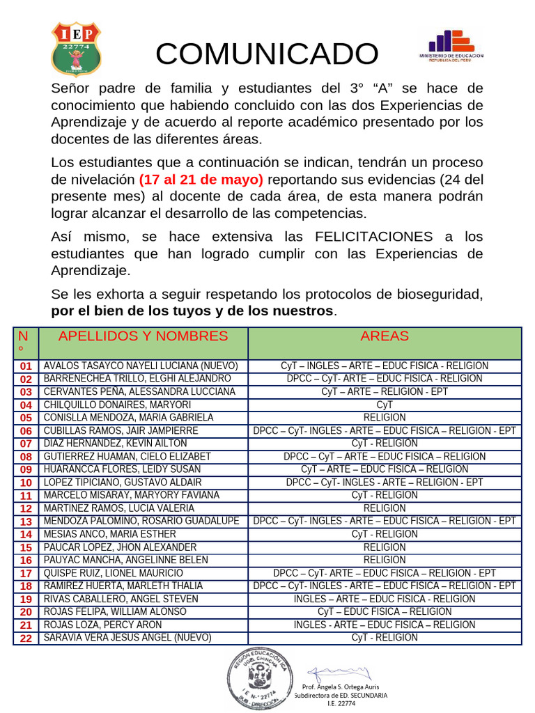 Comunicado 3a | PDF