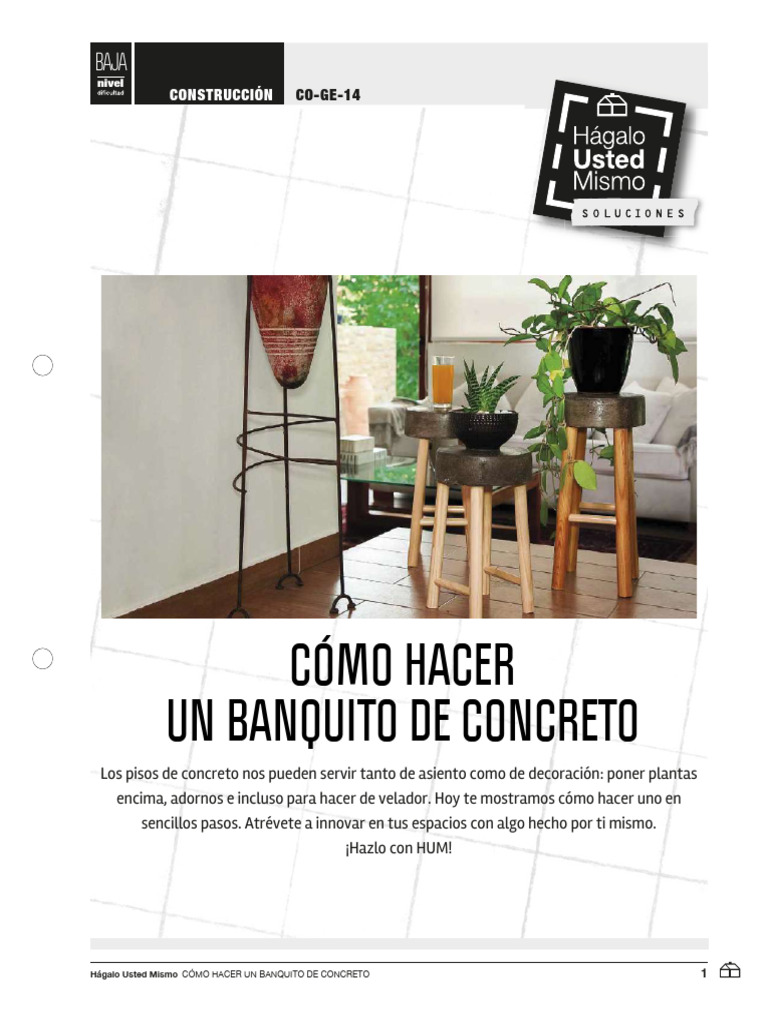 Como Hacer Un Banquito de Concreto | PDF