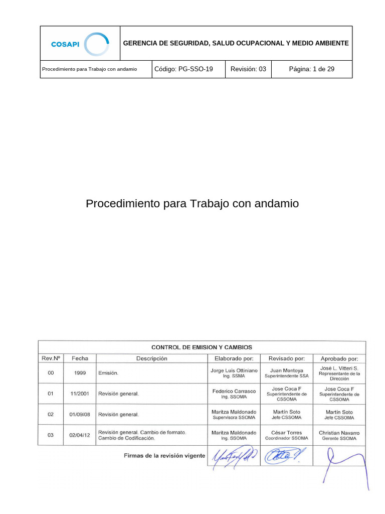 PG-SSO-19 Proc Trabajo Con Andamio - Rev 03 | PDF