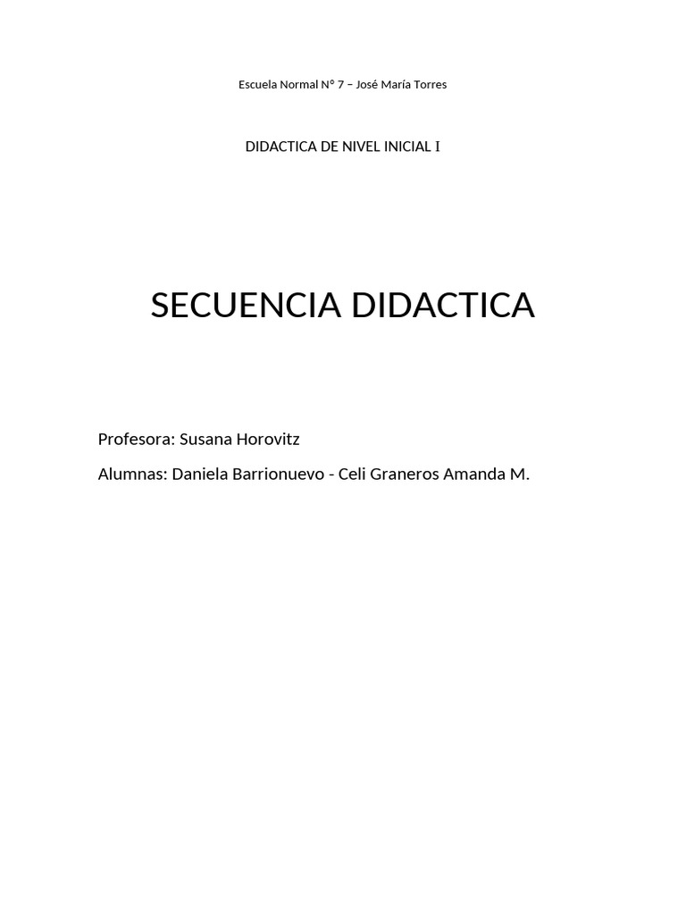 TRABAJO FINAL Didactica Inicial 1 | PDF