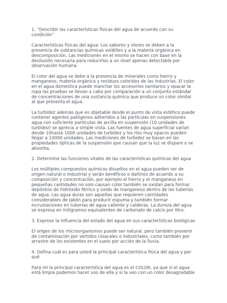 Caracteristicas Del Agua Pdf