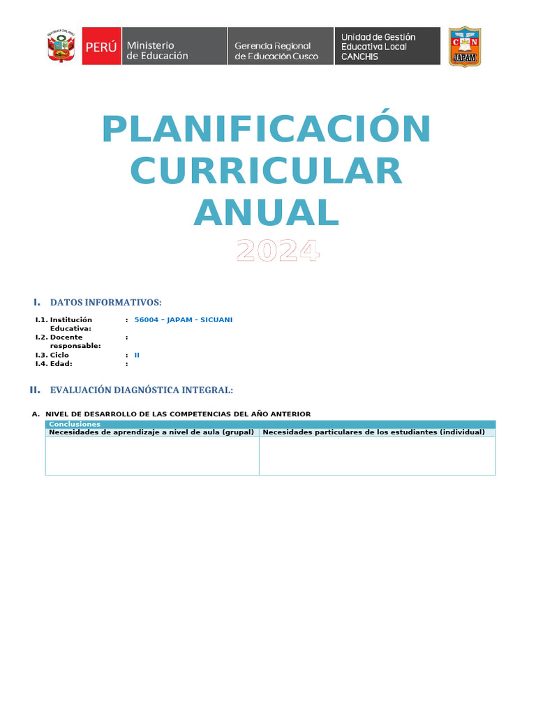 Esq. Planif - Curricular Anual-2024 - Inicial - Profesora Regina | PDF