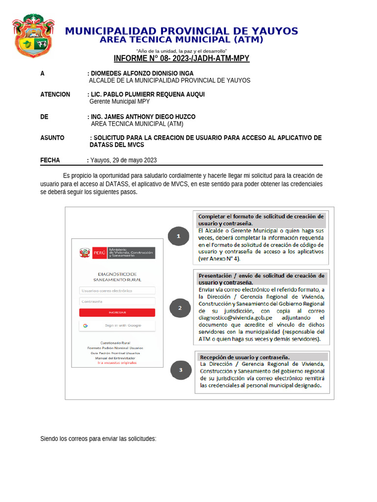 08-1 Informe de Solicitud de Clave de Datass | PDF