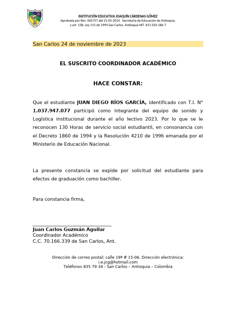 Constancias Servicio Social | PDF